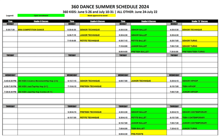 Schedule – 360 Dance Studio